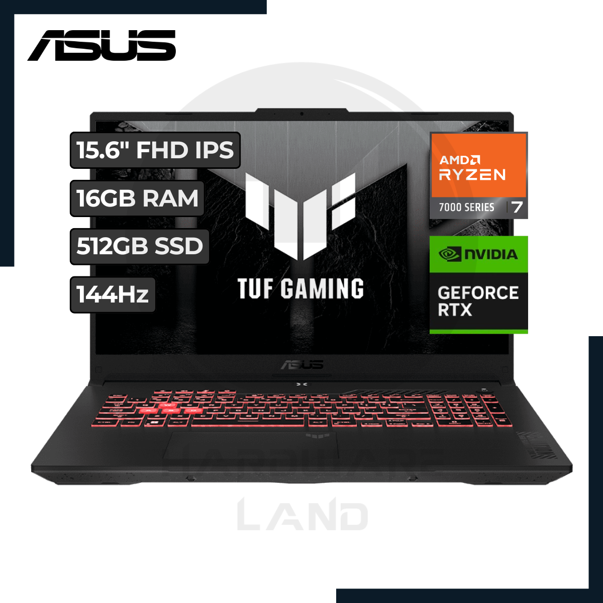 LAPTOP ASUS TUF GAMING A15 FHD IPS 15.6" RYZEN 7 7435HS RAM 16GB DDR5 SSD 512GB RTX 4050